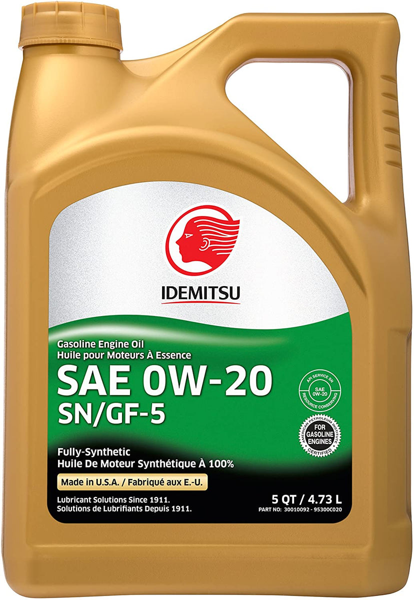 Idemitsu Full Synthetic OW-20 Engine Oil SN/GF-5-5, 5 Quart – ICP ...